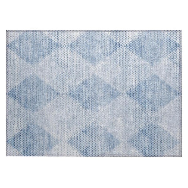 HomeRoots Blue 2 ft. x 3 ft. Woven Geometric Rectangle Indoor/Outdoor ...