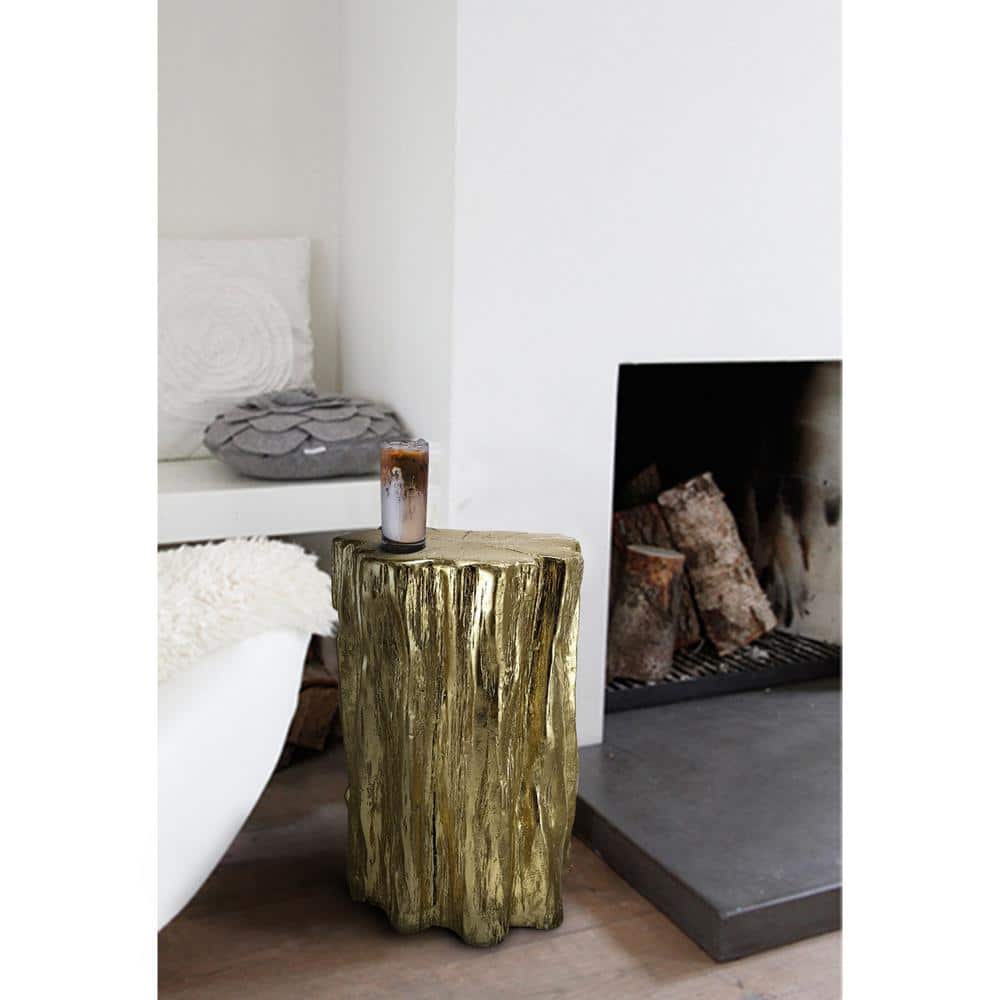 Benjara Well Designed 20 in. Gold Nature Inspired Tree Trunk Stool ...