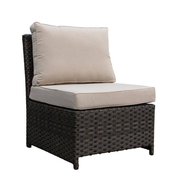 Courtyard Casual Rooftop Brown Wicker Outdoor Lounge Chair with ...