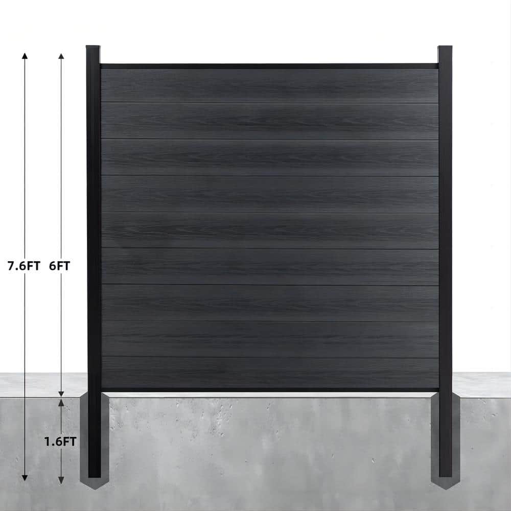 mondaria 7.6 ft. H x 6 ft. W Black Composite Horizontal Fence Panel ...