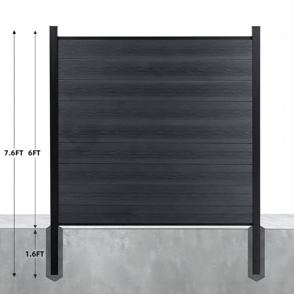 mondaria 7.6 ft. H x 6 ft. W Black Composite Horizontal Fence Panel ...