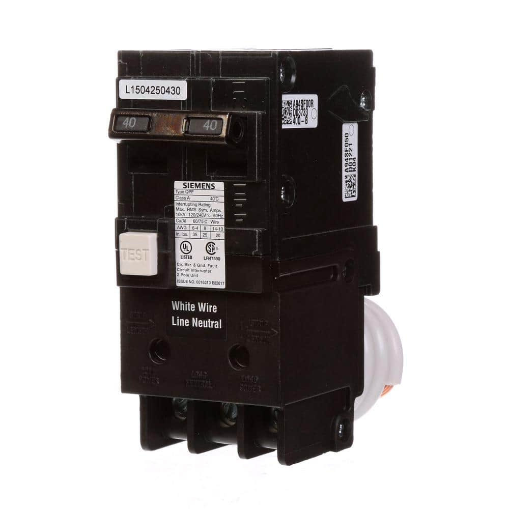 Siemens 40 Amp Double Pole Type QPF GFCI Circuit Breaker US2:QF240AP ...