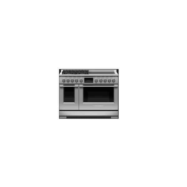 Fisher & Paykel Professional 48 in. 6.9 cu ft 4 Burner Double Oven Dual ...