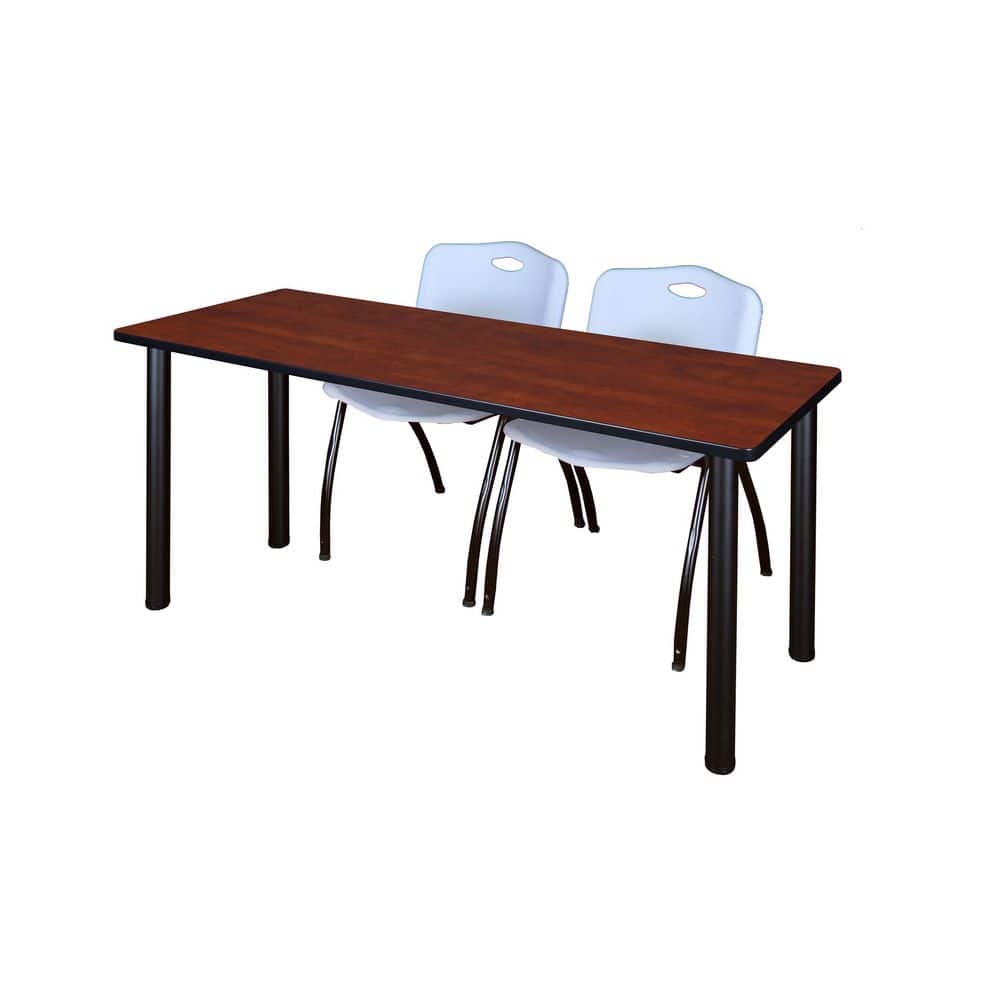 Regency Kee 66 in x 24 in. Cherry Top Training Table Desk, Black Legs ...