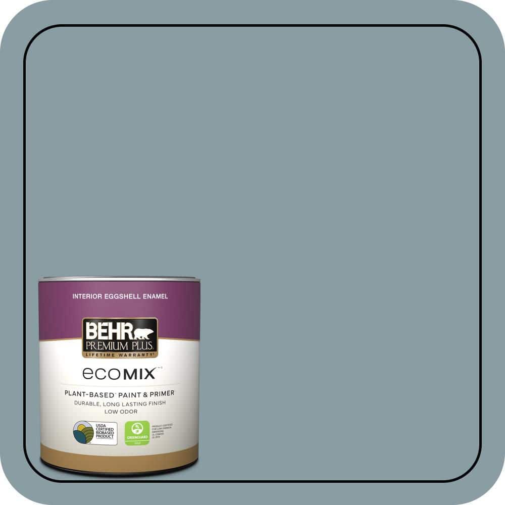 BEHR PREMIUM PLUS 1 qt. #540F-4 Shale Gray Eggshell Enamel EcoMix Plant ...