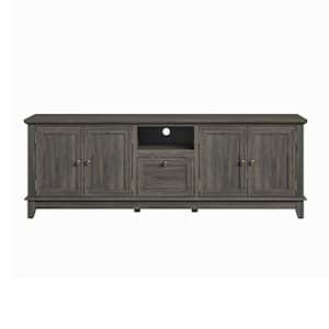 FESTIVO Elegant 72 in. Navy TV Stand with Natural Wood Color Cabinet ...