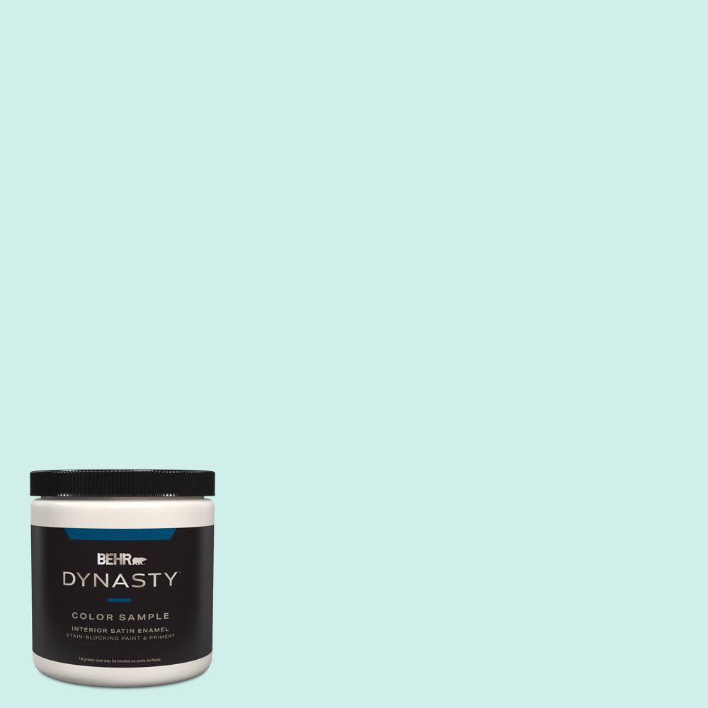 BEHR DYNASTY 8 oz. #490A-1 Teal Ice Satin Enamel Stain-Blocking ...