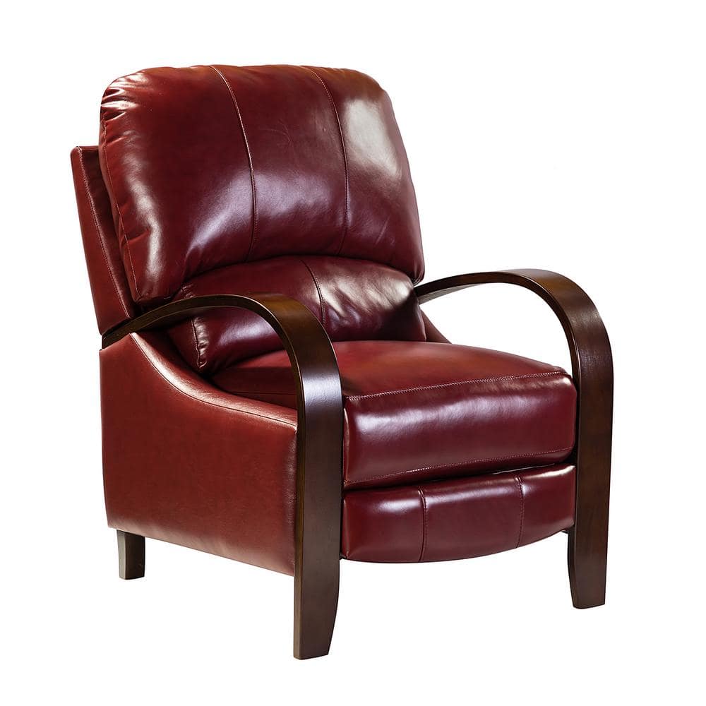ARTFUL LIVING DESIGN Ernesto Burgundy Genuine Leather with The Wooden ...