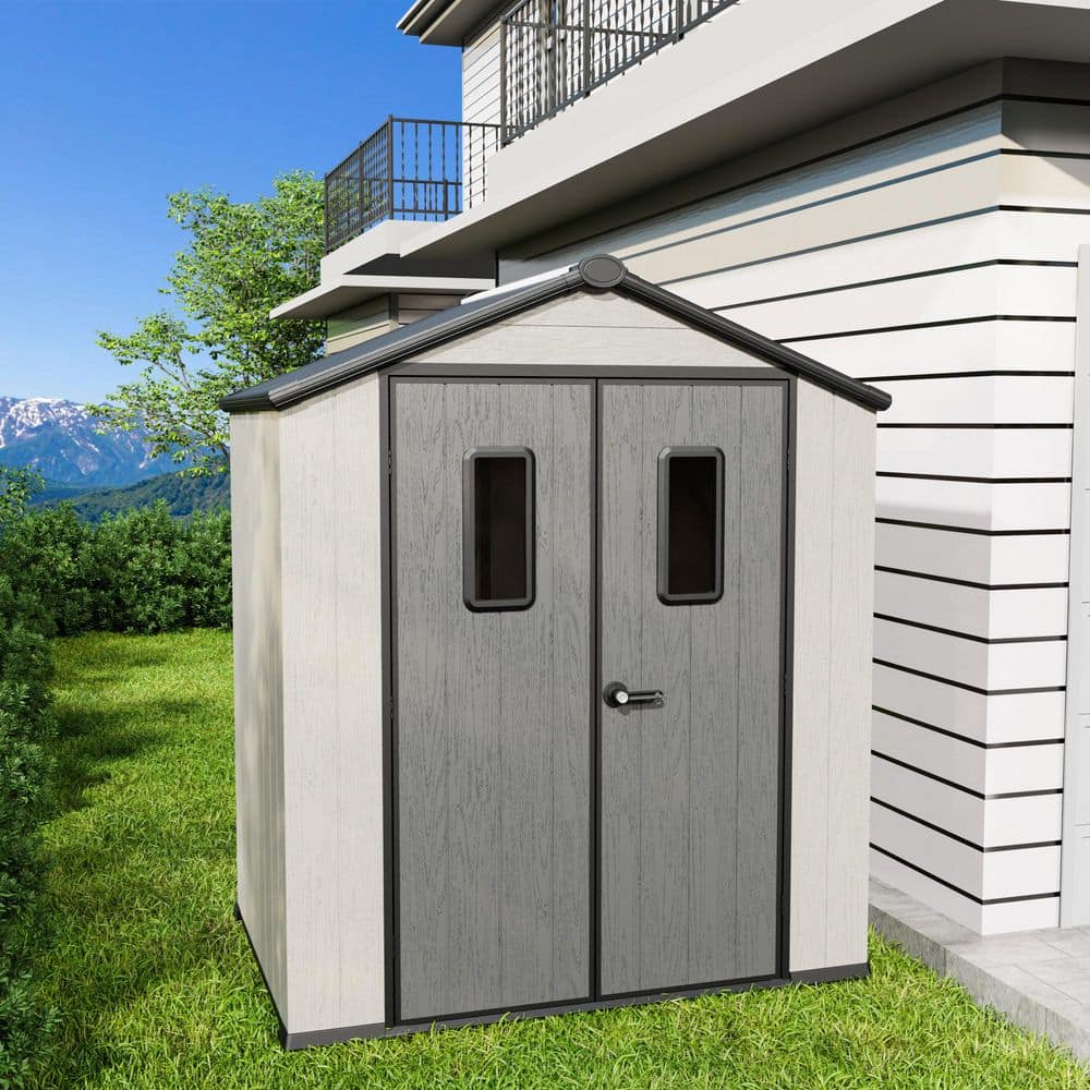 JOYSIDE 6 ft. x 4 ft. Durable Resin Garden Outdoor Storage Shed with ...