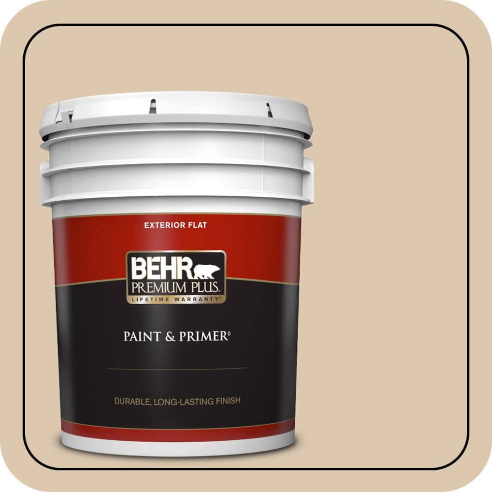 BEHR PREMIUM PLUS 5 gal. #N270-2 Lentil Flat Exterior Paint & Primer ...