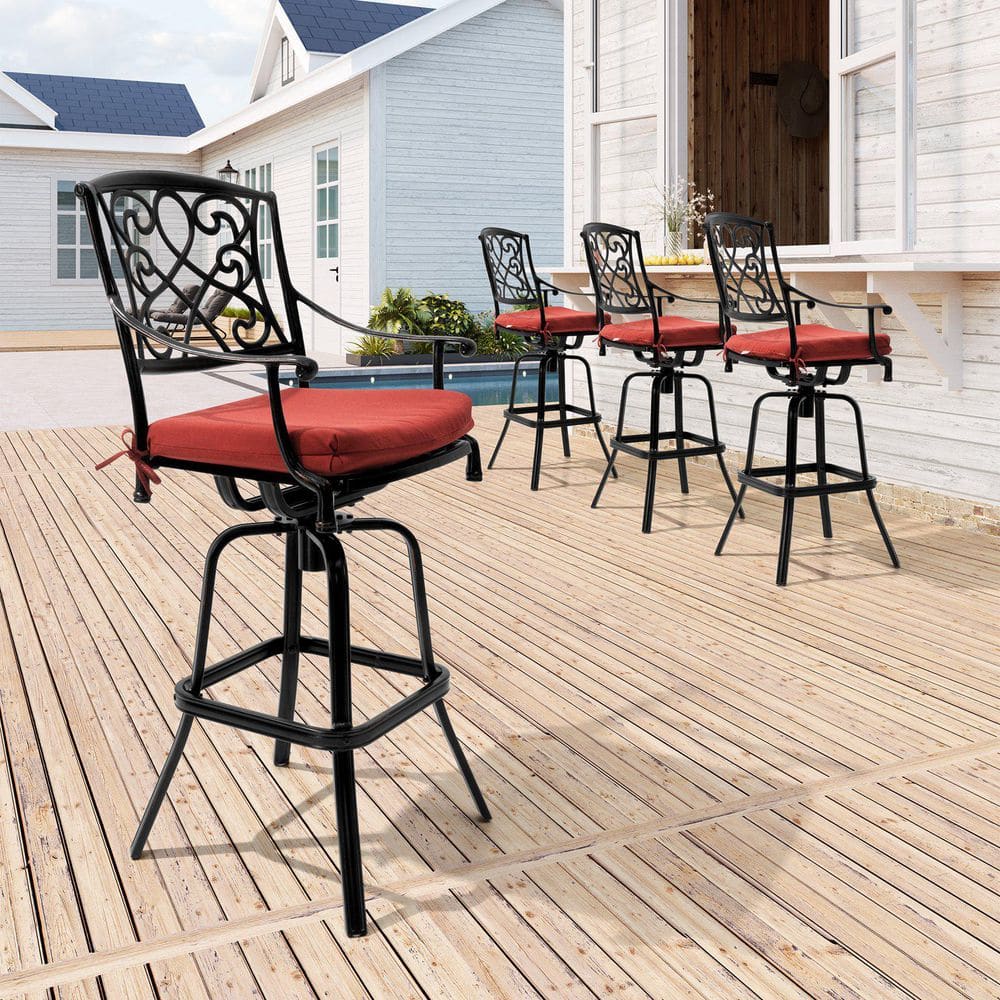 Crestlive Products Swivel Cast Aluminum Outdoor Bar Stool with ...