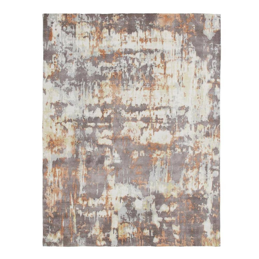 HomeRoots Brown and Tan 8 ft. x 10 ft. Abstract Area Rug 2000550069 ...