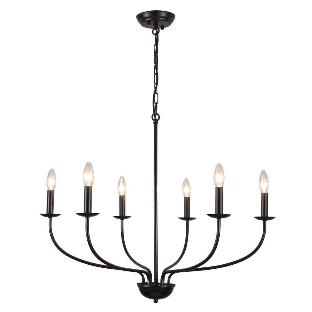ADSENSTY 6-Light Black Linear Chandelier for Dining Room, French ...