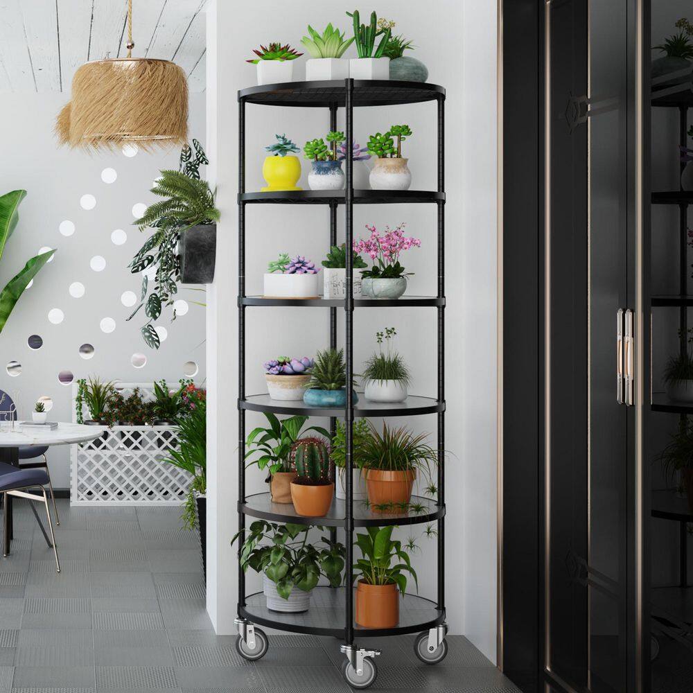 Siavonce 6-Shelf Multifunctional Round Shelving Unit with Adjustable ...
