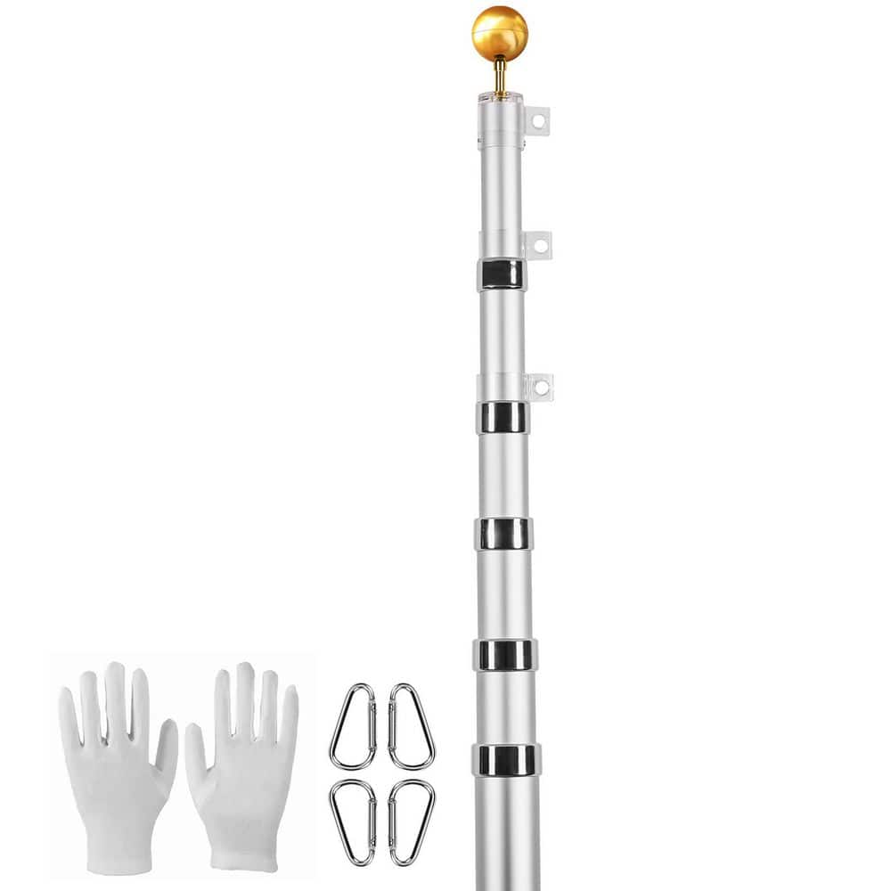 SVOPES 30 ft. Telescoping Flagpole Kit, Heavy Duty Aluminum Alloy ...