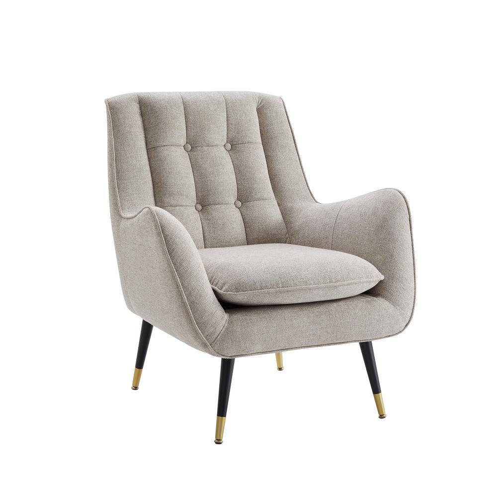 Art Leon MIA Off White Fabric Mid-Century Accent Arm Chair with Cushion ...