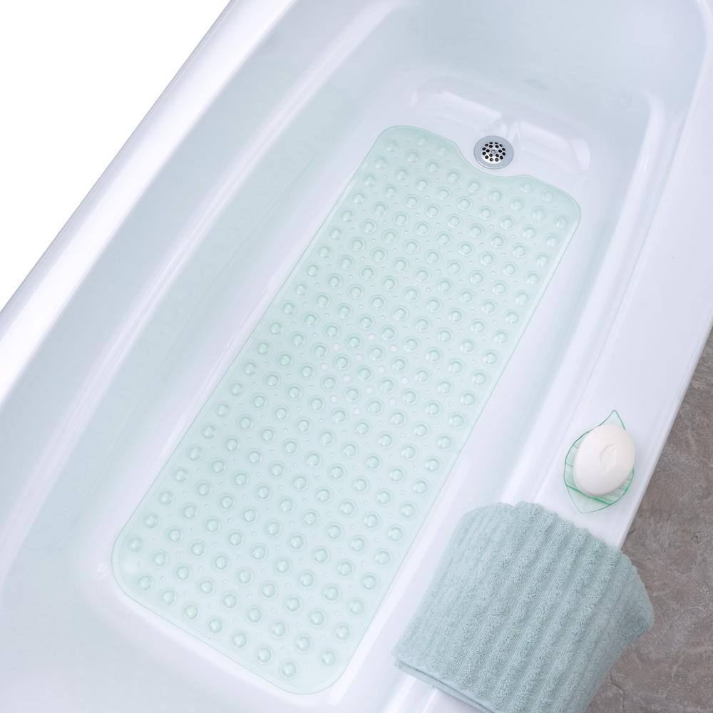 SlipX Solutions 16 in. x 39 in. Extra Long Bath Mat in Translucent ...