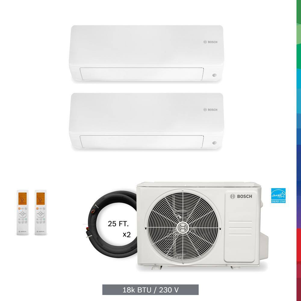 Bosch Gen 3 Climate 5000 2-Zone 18,000 BTU 1.5 Ton Ductless Mini Split ...