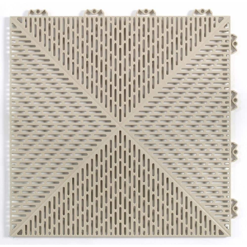 Bergo Unique 14.9 in. x 14.9 in. Sand Polypropylene Garage Floor Tile ...