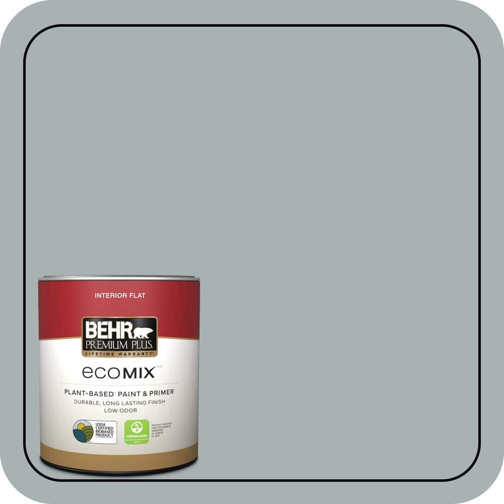 BEHR PREMIUM PLUS 1 qt. #730F-4 Flint Smoke Flat EcoMix Plant-Based ...