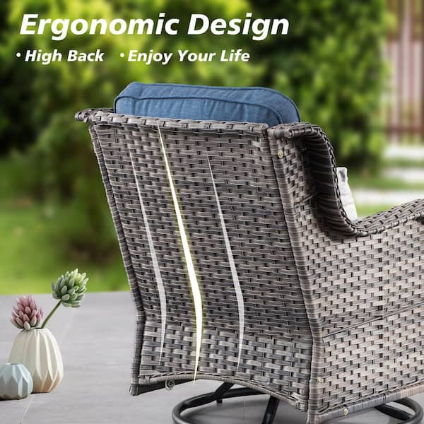 XIZZI Moonlight Gray 6-Piece Wicker Patio Conversation Seating Sofa Set ...