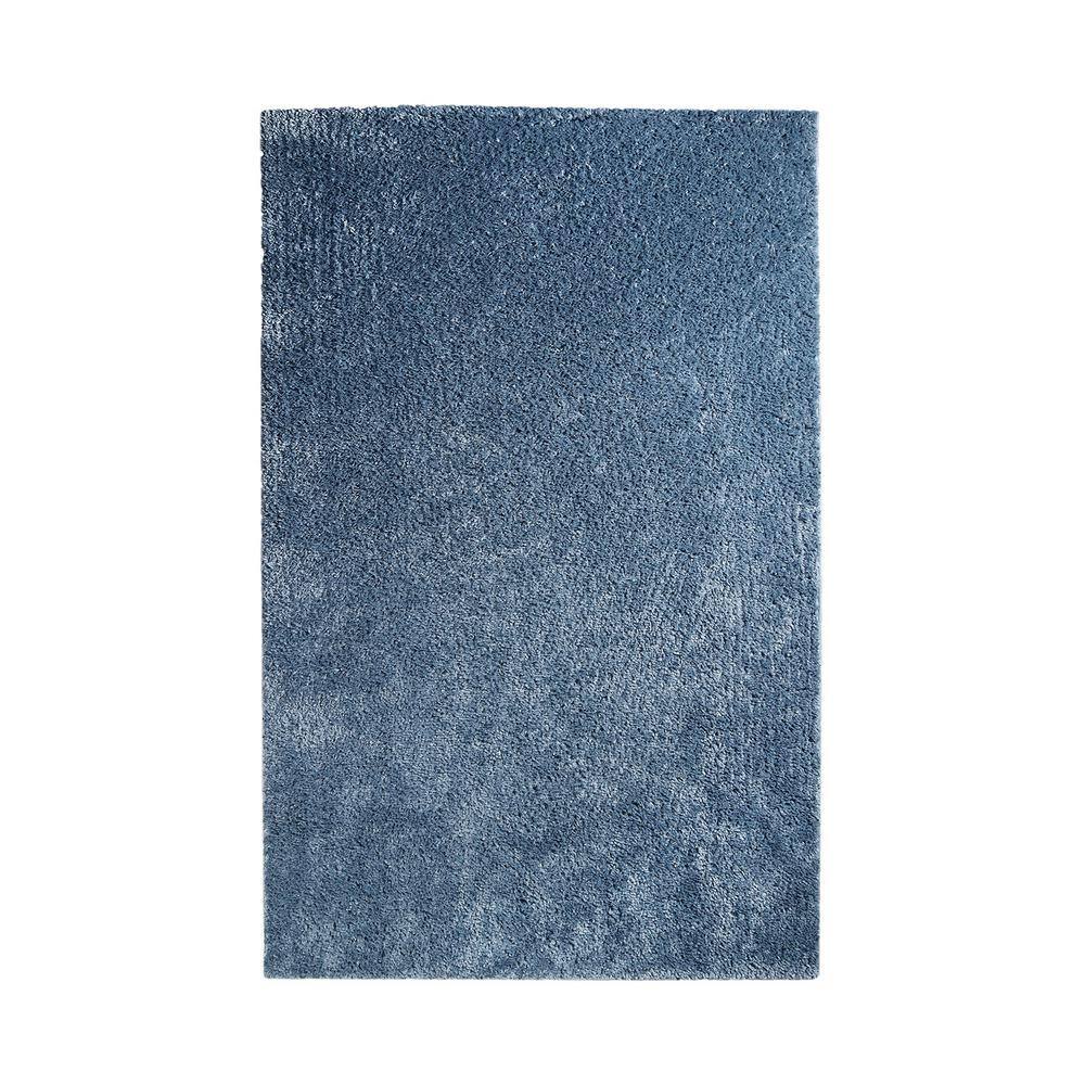 SUPERIOR Berlin Blue 8 ft. x 10 ft. Solid Plush Shag Indoor Area Rug ...