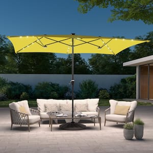 SANLUCE 10 x 6.5 ft. LED Double-Sided Patio Umbrellas with Canopy and ...