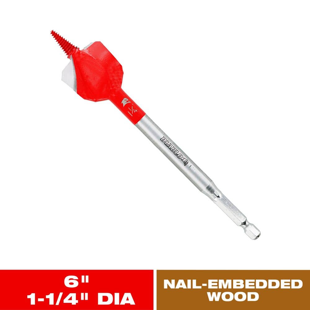DIABLO 1-1/4 in. x 6 in. Demo Demon Spade Bit for Nail-Embedded Wood ...