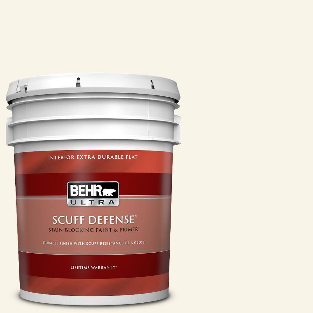 BEHR ULTRA 5 gal. #W-D-700 Powdered Snow Extra-Durable Flat Interior ...