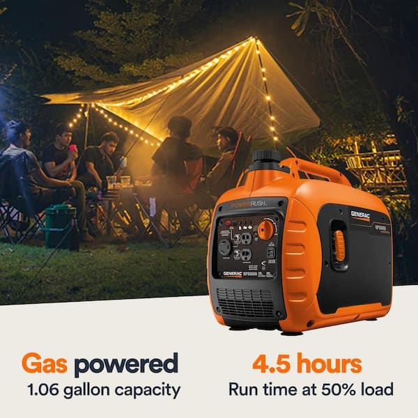 Generac 3300 / 2500-Watt Gas Powered Recoil Start Inverter Generator ...