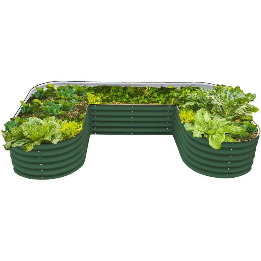 vego garden 17 in. Tall U-Shape Raised Garden Bed Metal Planter Box for ...