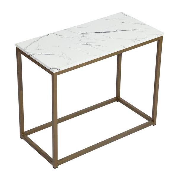Clihome Open Rectangular Metal and Wood Side End Table Accent Table ...