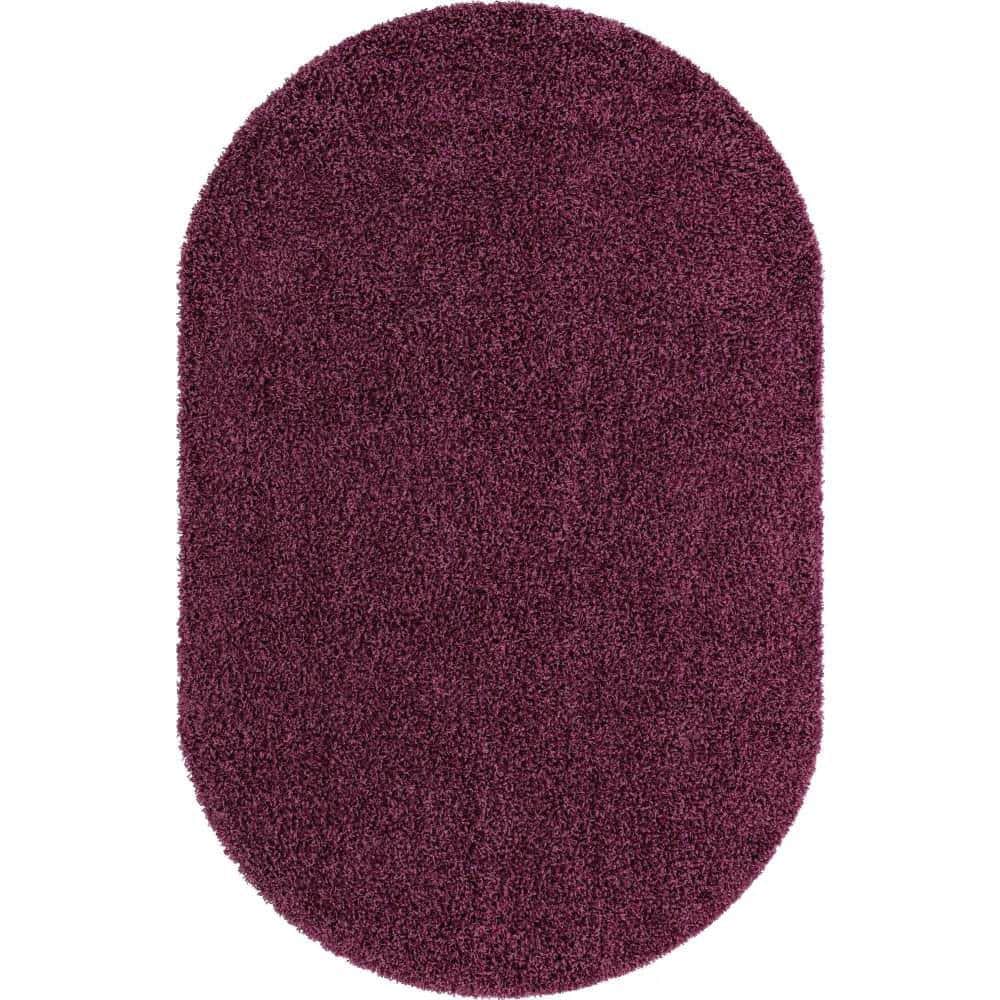 Unique Loom Solid Shag Eggplant Purple 3 ft. 3 in. x 5 ft. 3 in. Area ...