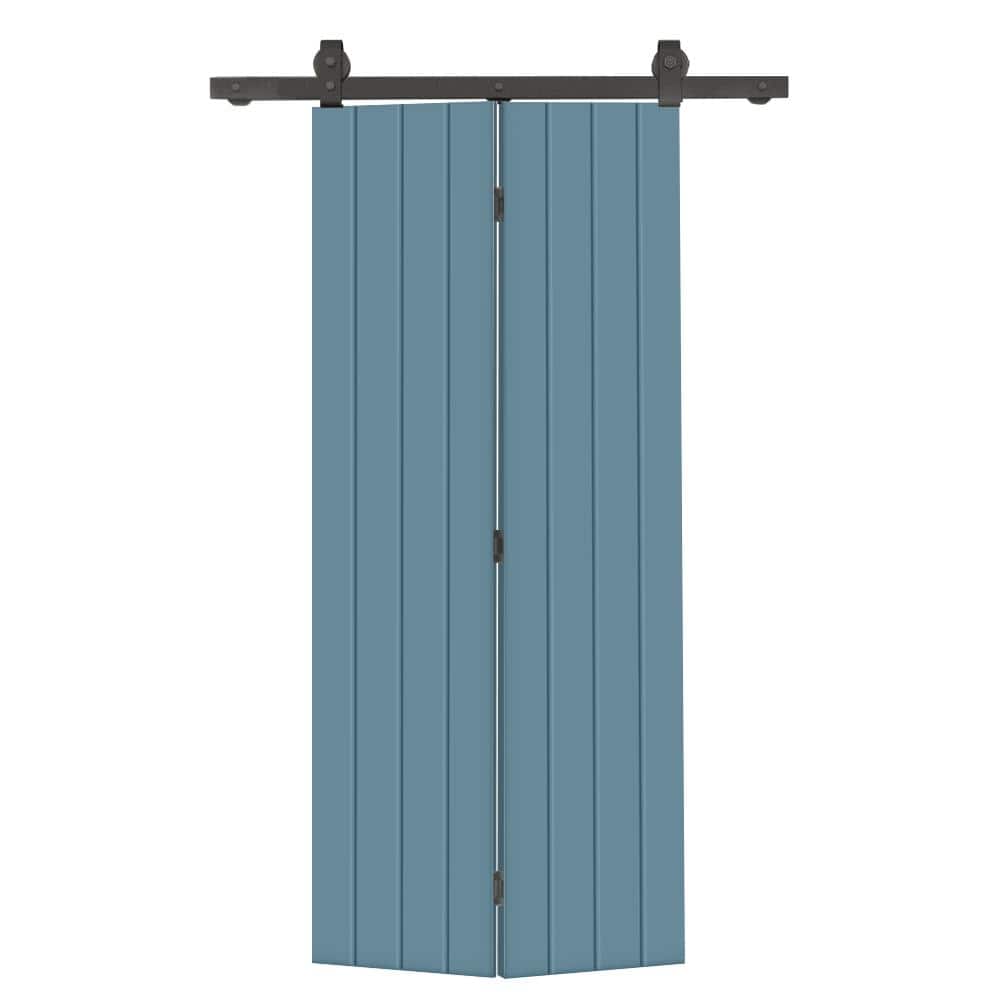 CALHOME 28 in. x 80 in. Hollow Core Dignity Blue Painted MDF Composite ...
