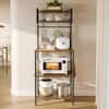Bestier Rustic Brown 5-Shelf Metal 23.62 in. W Baker's Rack K100260A ...