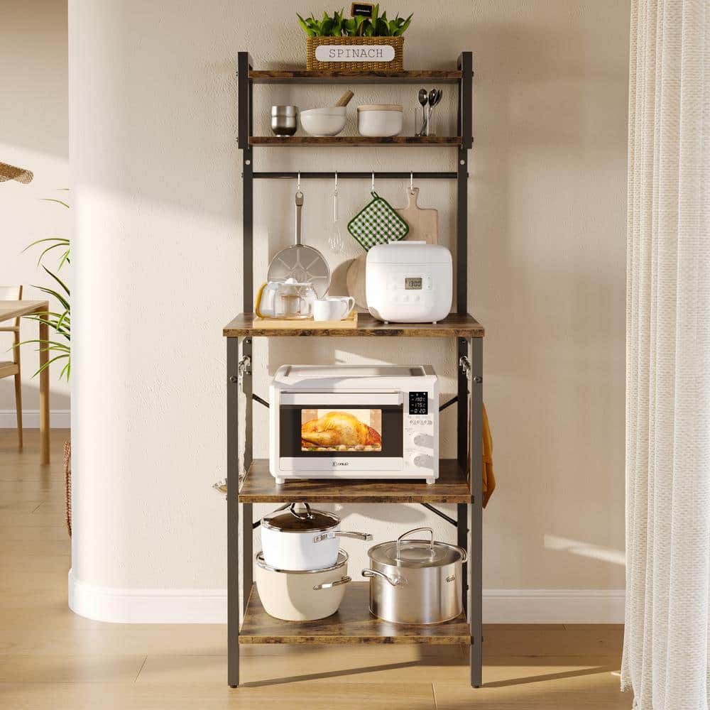 Bestier Rustic Brown 5 Shelf Metal 23.62 in. W Baker s Rack K100260A RST The Home Depot