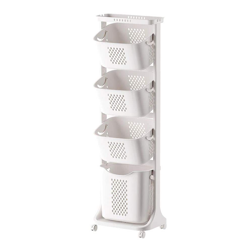 Tahanbath 4-Tier Shower Caddy Rolling Laundry Hamper-Large Capacity ...