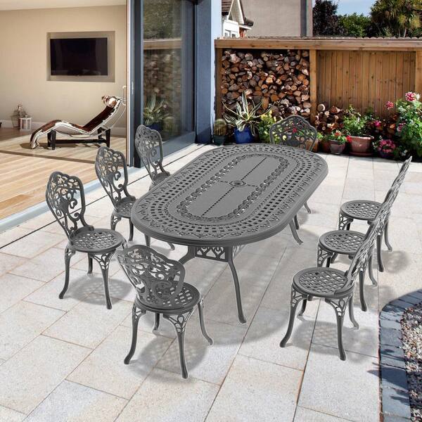 Oval aluminium garden table store