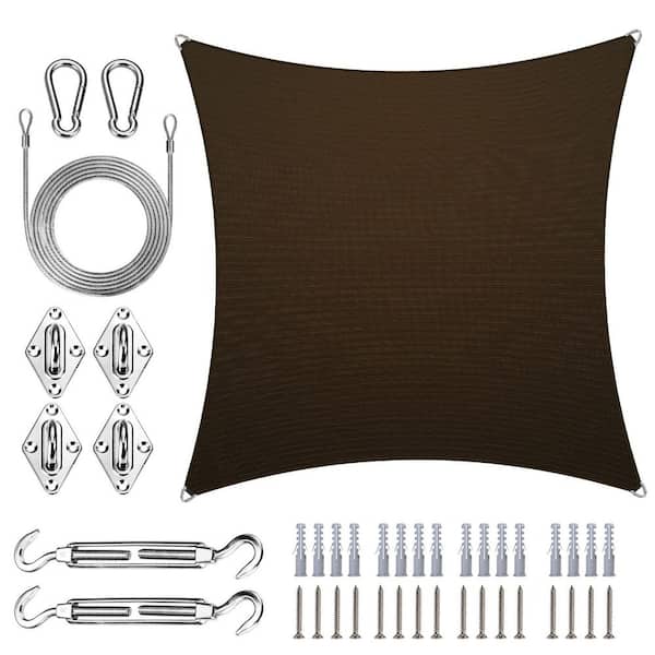 COLOURTREE 24 ft. x 24 ft. Square Pro Ring Sun Shade Sail with Hardware ...