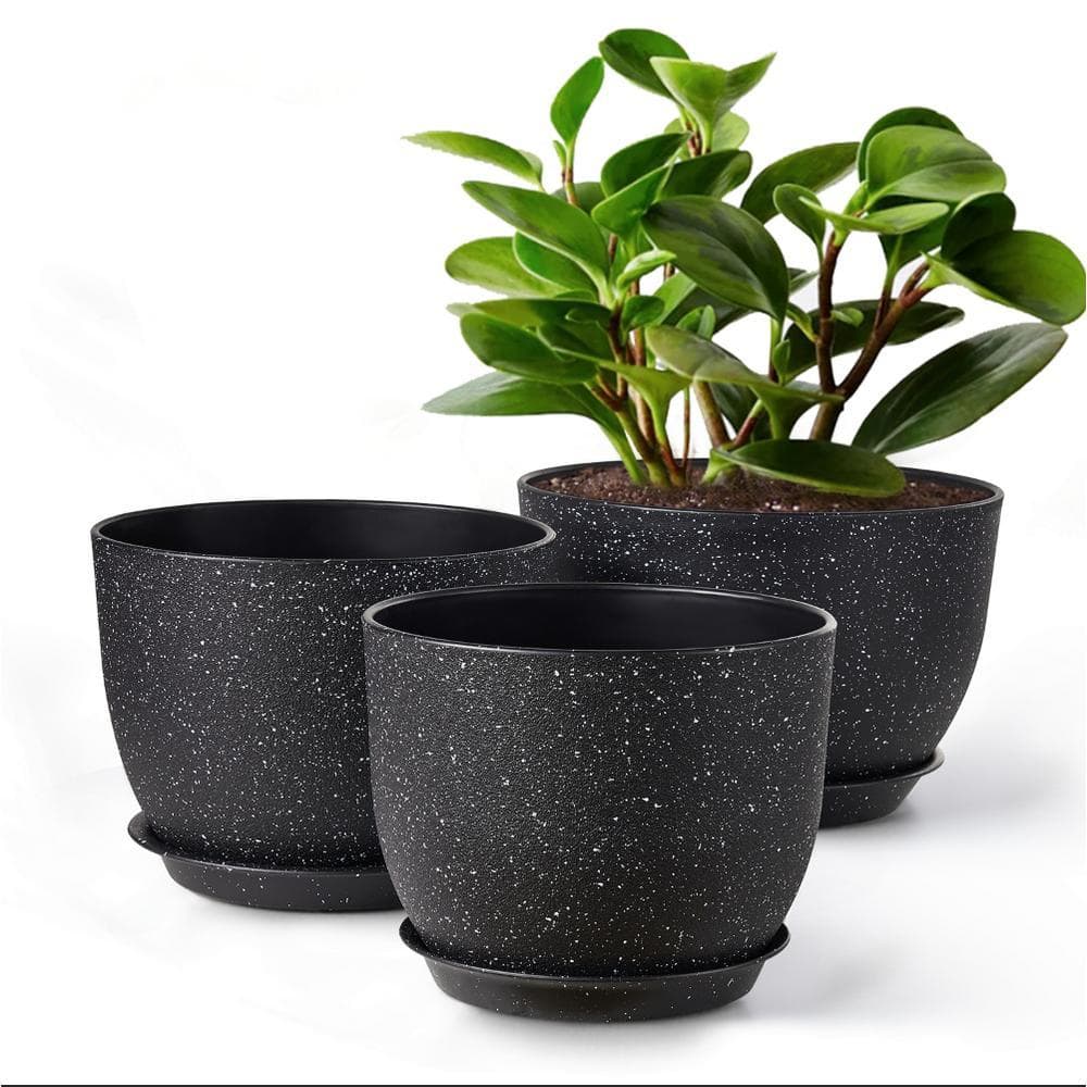 CONCORDIA KRONOS LLC Plant Pot 12 in./10 in./9 in., Speckled Black ...