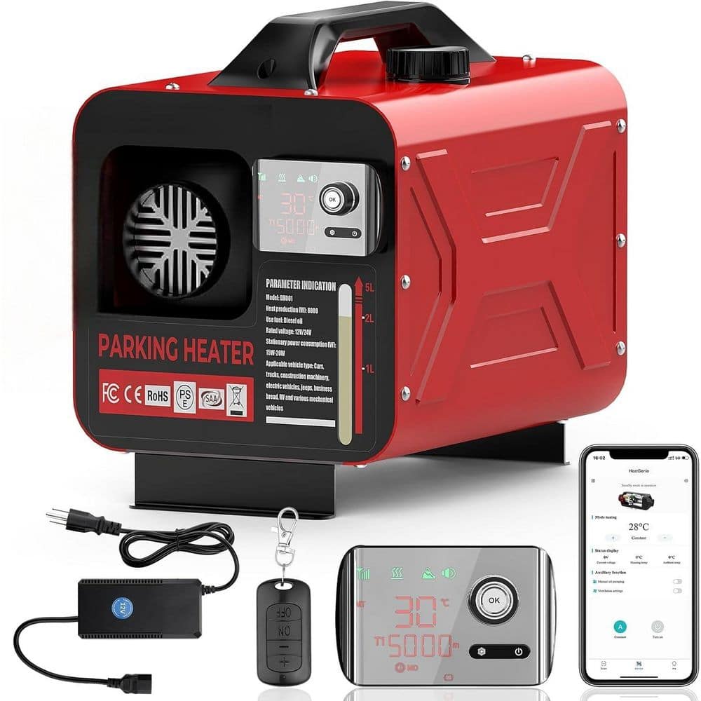 Vrbgify 17,000 BTU Red Radiant Diesel Portable Space Heater w/ APP ...