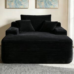 Seafuloy Beige Plush Fur Chaise Lounge with Cup Holder, Sofa Bed ...