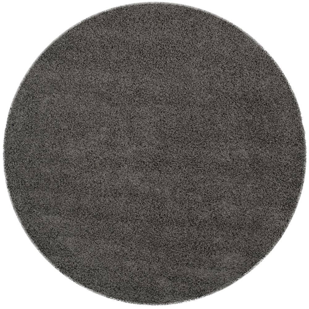 SAFAVIEH Modera Dark Gray 7 ft. x 7 ft. Round Solid Area Rug SGAS119C ...