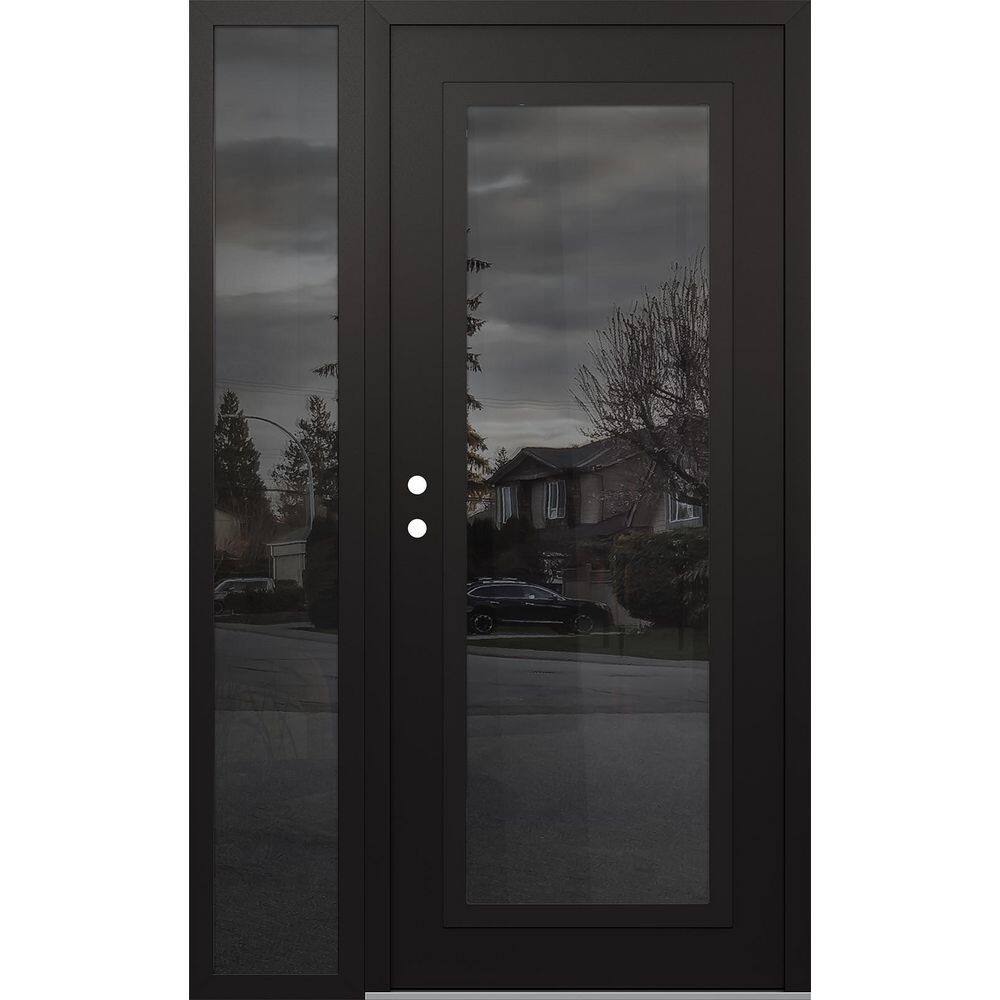 Tessari Doors C1 52 in. x 80 in. Black P Right-Hand/Inswing Mirrored ...