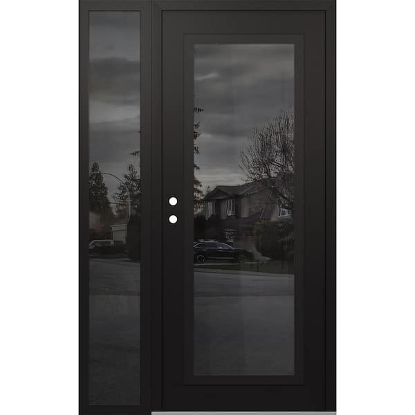 Tessari Doors C1 52 in. x 80 in. Black P Right-Hand/Inswing Mirrored ...
