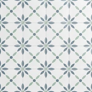 Ivy Hill Tile Aster Blue and Green Square 9 in. x 0.4 in. Matte ...