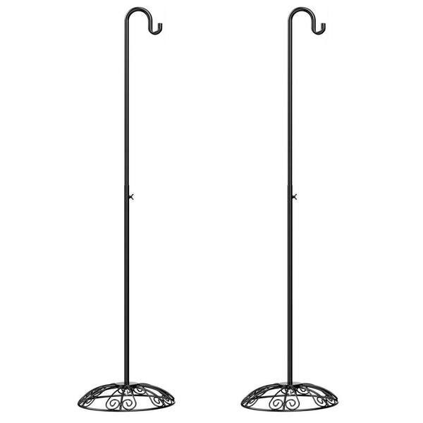 2 Pack 54 in. Black Iron Adjustable Shepherds Hook Stand, Holds Up to ...