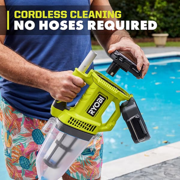 RYOBI ONE+ 18V Handheld Cordless Pool Vacuum Cleaner Kit with 2.0 Ah ...