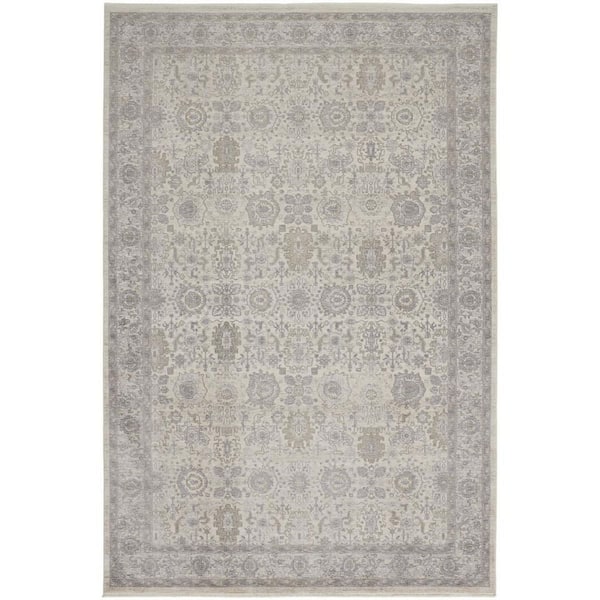 HomeRoots 9 ft. x 13 ft. Gray, Ivory Oriental Area Rug 2000567454 - The ...