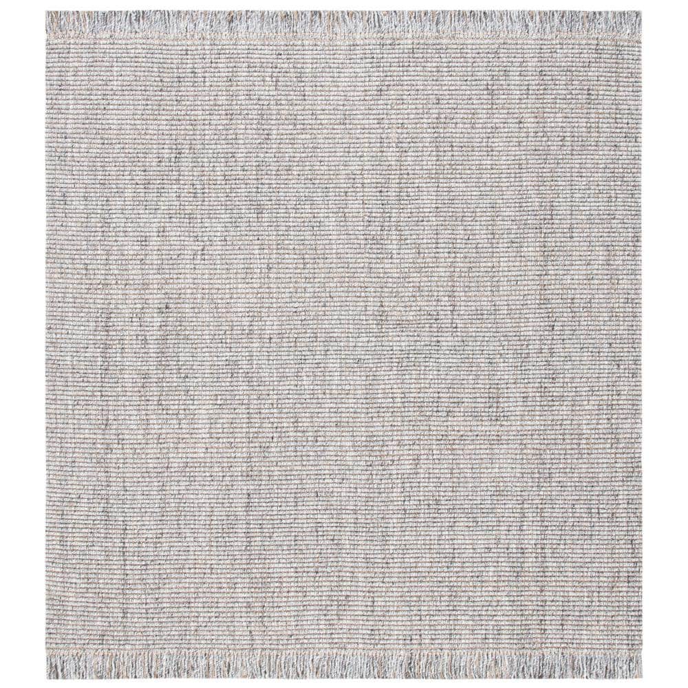 SAFAVIEH Natural Fiber Gray/Beige 4 ft. x 4 ft. Woven Thread Square ...